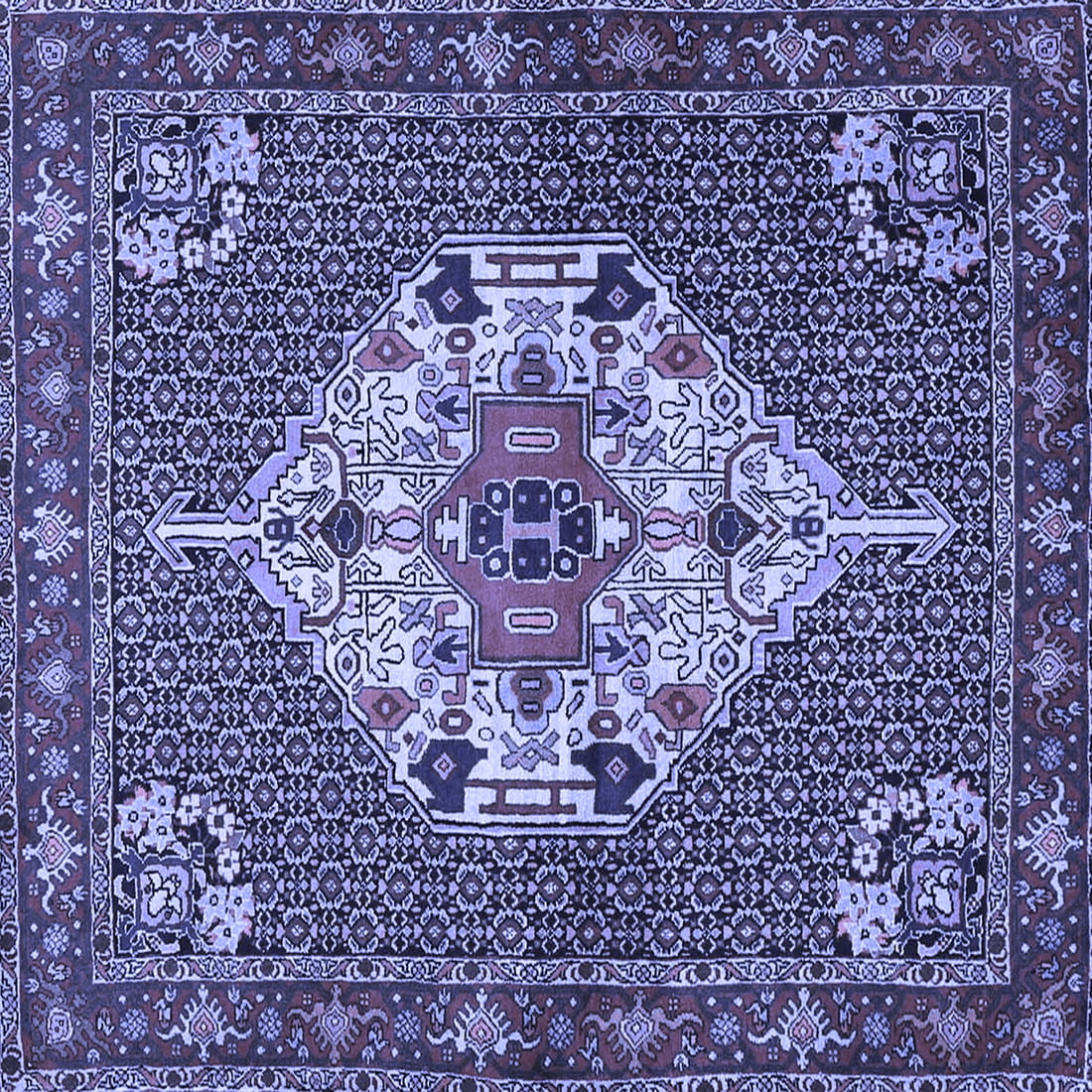 Ahgly Company Indoor Square Persian Blue Traditional Area Rugs, 6 ...