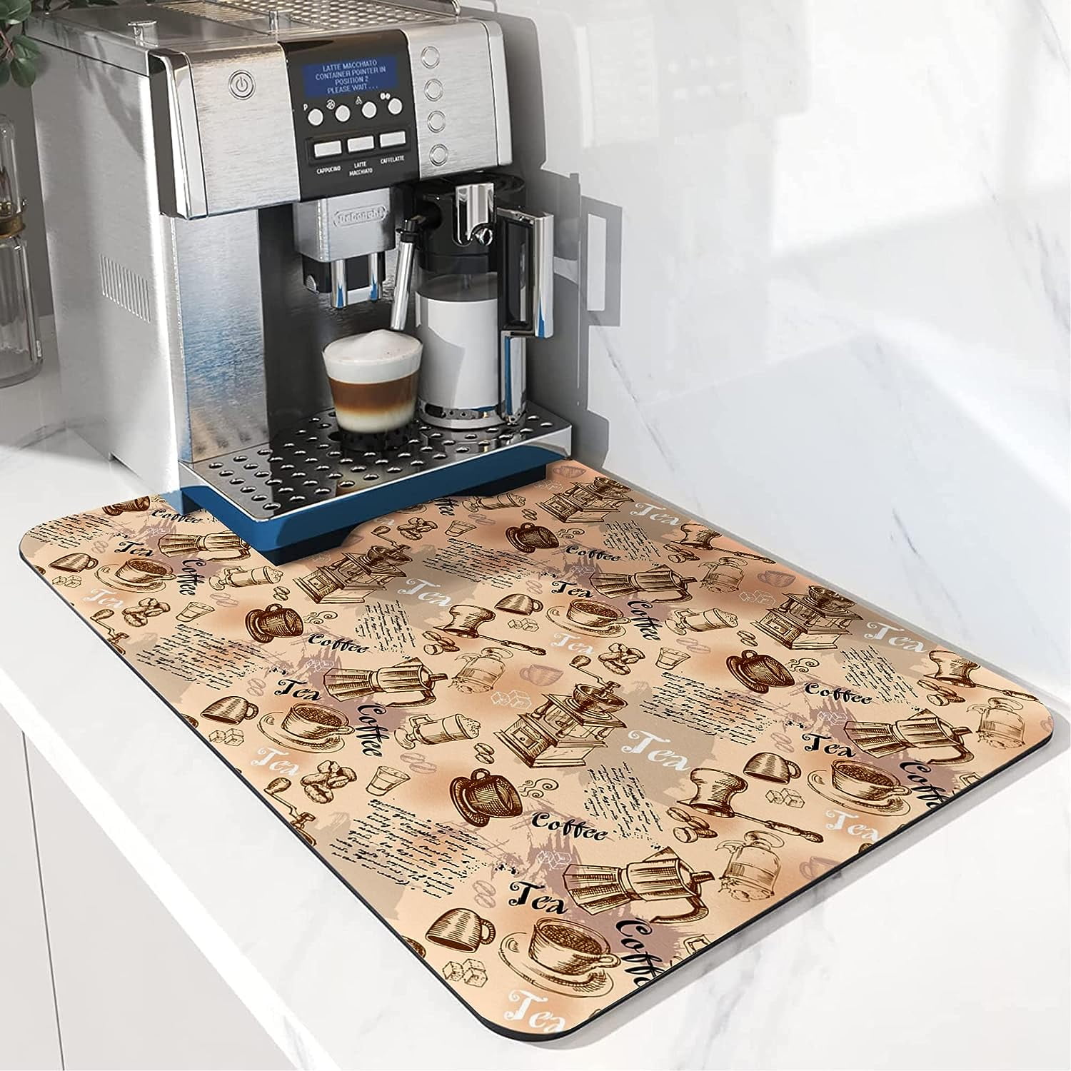 Coffee Bar Mat Rubber Dish Drying Mat For Kitchen Counter Coffee Mat ...