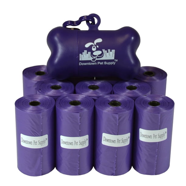 Downtown Pet Supply Dog Poop Bags with Free Poop Bag Holder, Purple ...