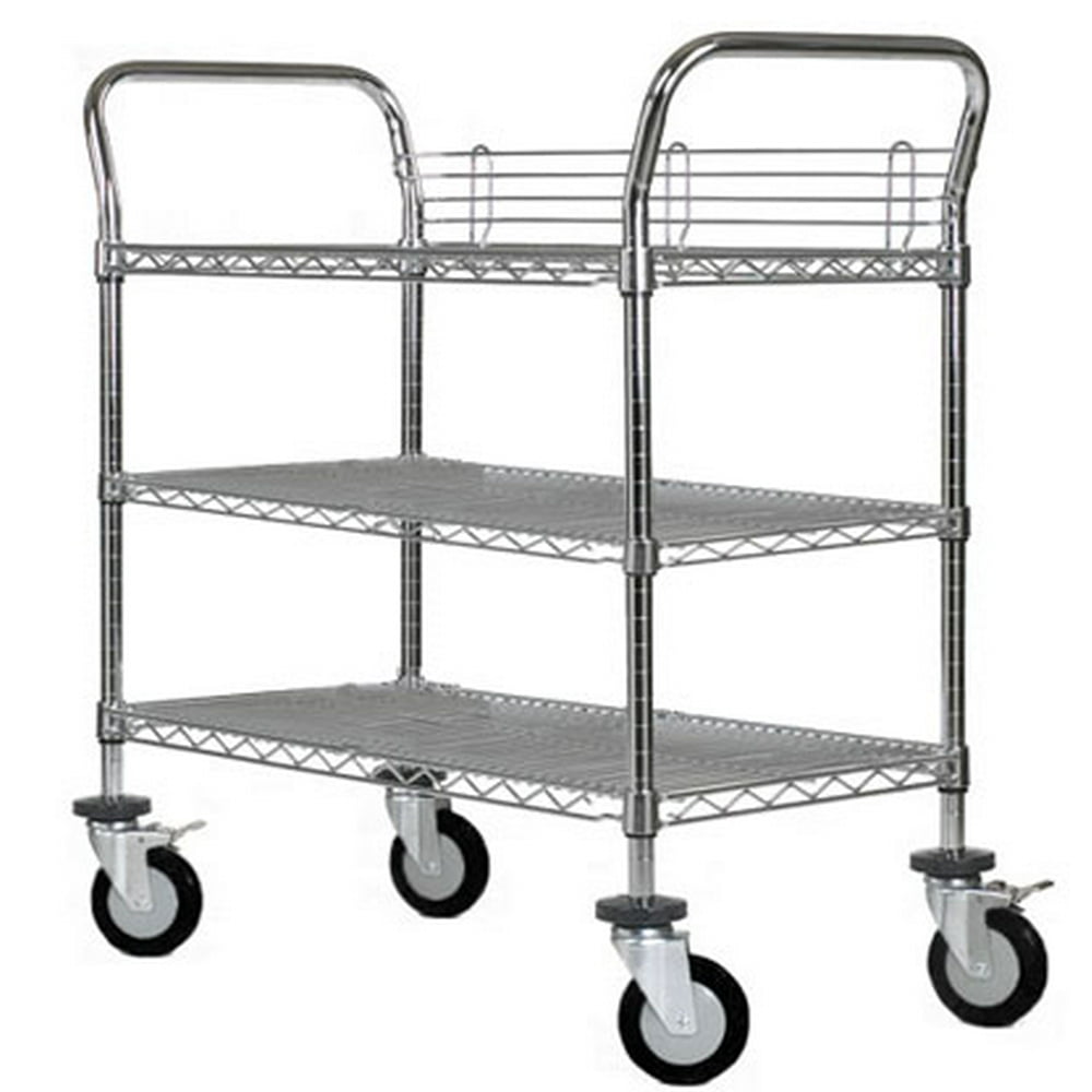 24" Deep x 24" Wide x 39" High 3 Tier Heavy Duty Chrome Wire Utility ...