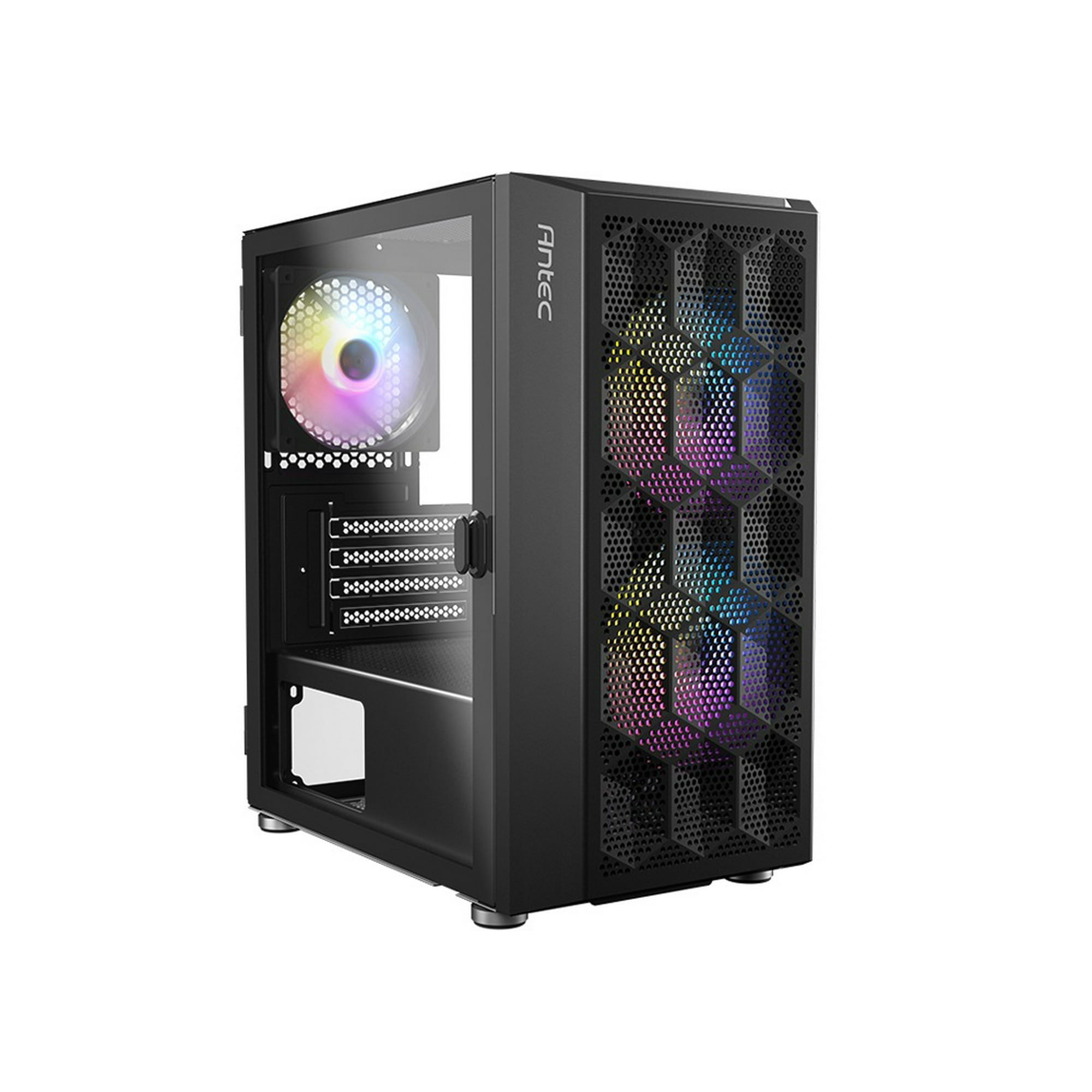 ANTEC NX200M RGB  Large Mesh Front Panel  USB3.0 Ready  3 x 120mm RGB Fixed Mode Fans Included  TG Swing Side Panel  Up to 5 Fans Simultaneously .
