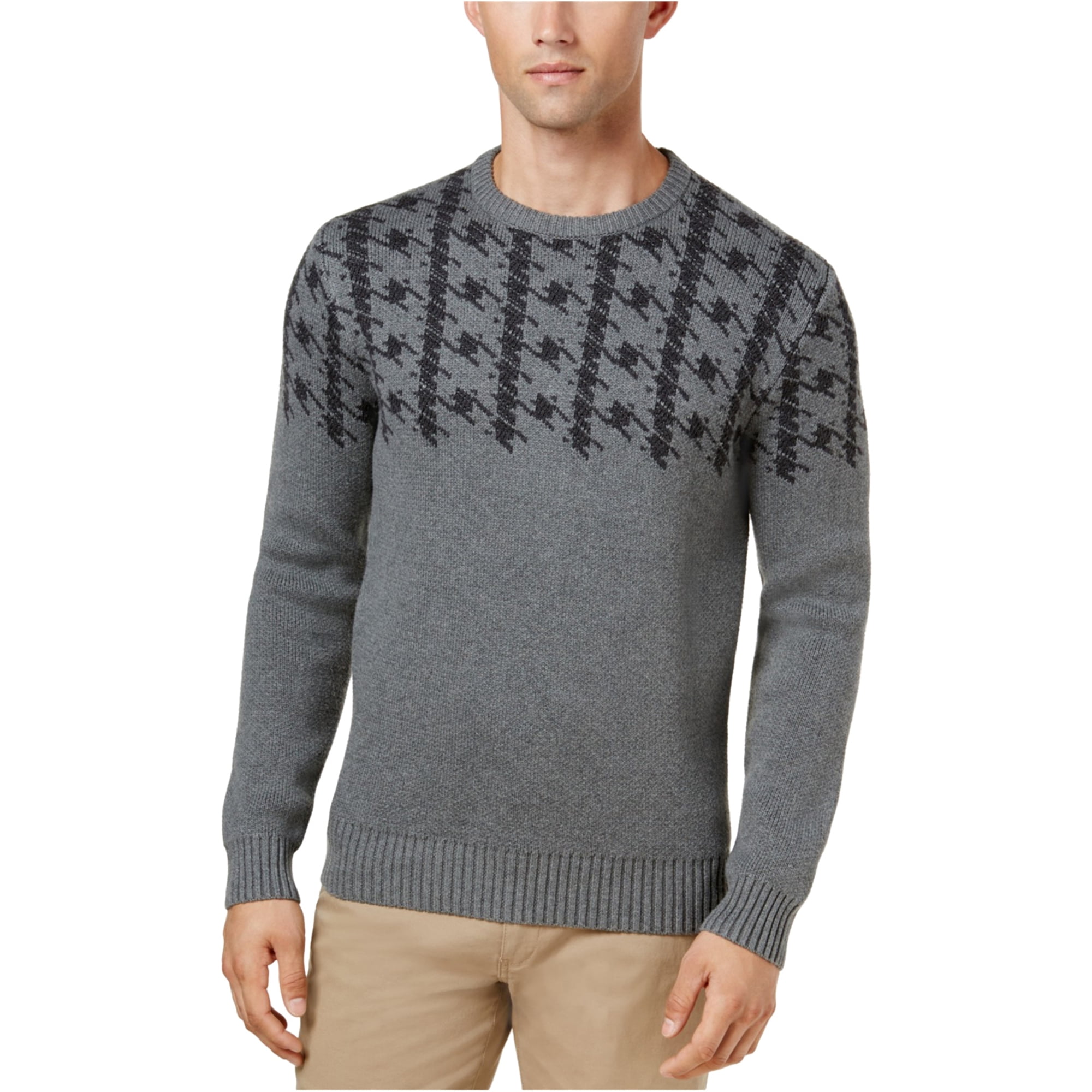 Ben Sherman suéter de punto de pata de gallo para hombre, gris, pequeño ...