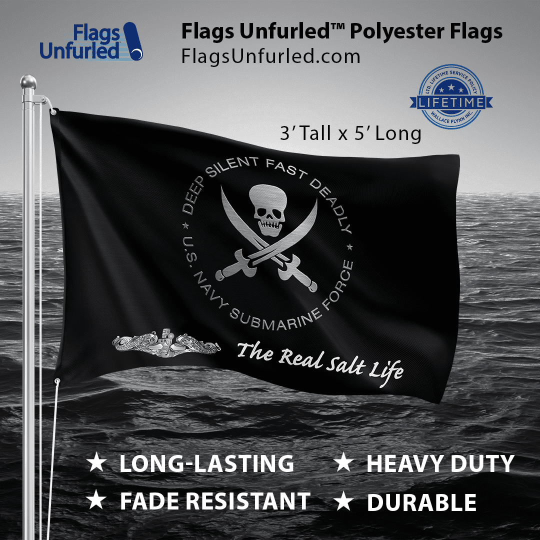 Flags Unfurled "Real Salt Life" 3’ x 5’ U.S. Navy Submarine Force Flag ...