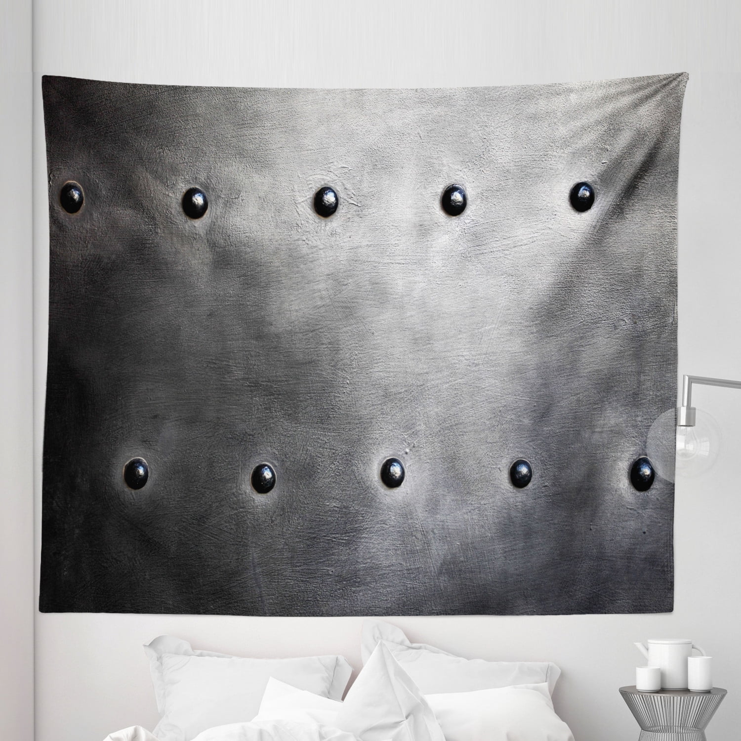 Industrial Tapestry, Black Grunge Plate Armour Digital Print Rivets ...