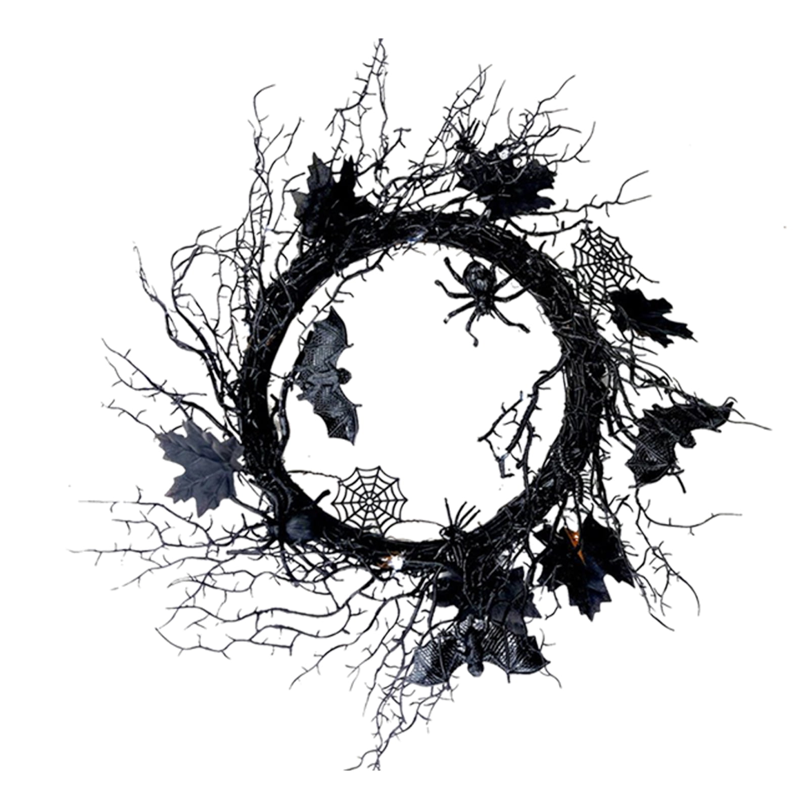 LIWEN Halloween Spider Wreath Rustic Wide Application Plastic Black ...