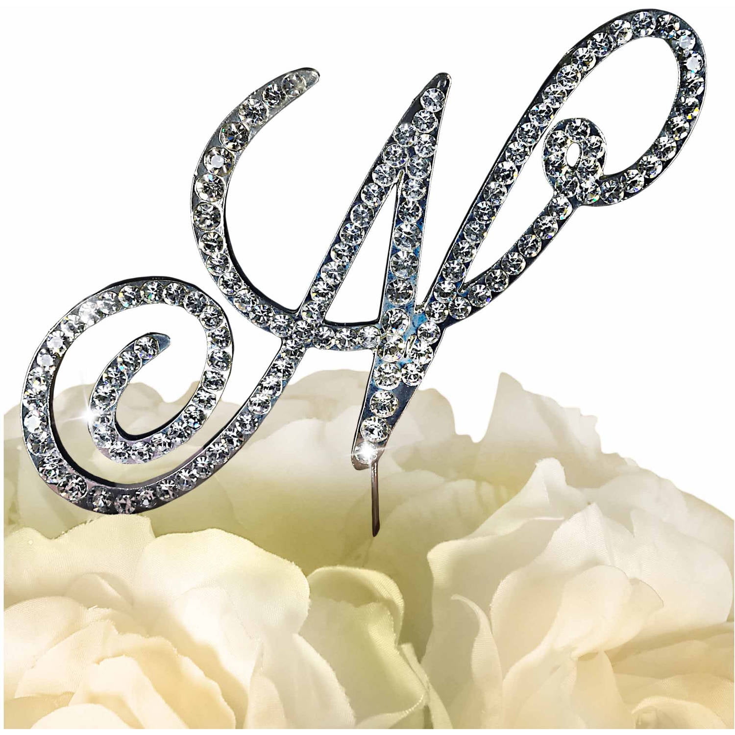 Unik Occasions Victorian Rhinestone Wedding Cake Topper, Silver ...