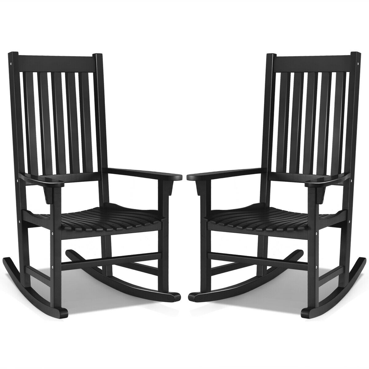 Click here for Gymax 2pcs Wood Rocking Chair Porch Rocker High Ba... prices