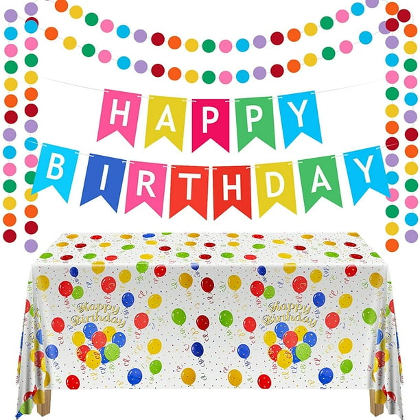3 Pieces Colorful Birthday Party Decorations Include Rectangle Colorful ...