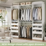 iSunirm 5FT Closet System with 3 Wooden Drawers, Reversible Closet ...