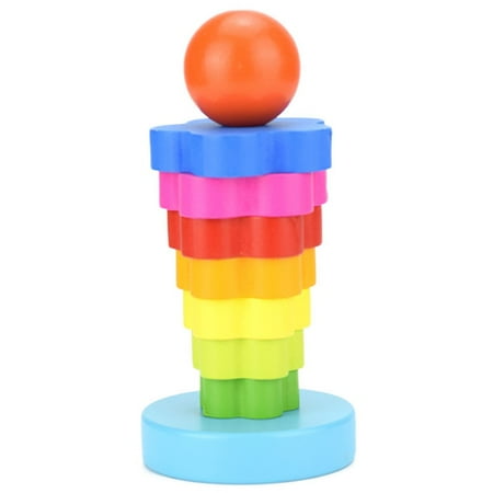 Colorful Children s Blocks Stacked Toy Wooden Pile Tower Rainbow Toy ...