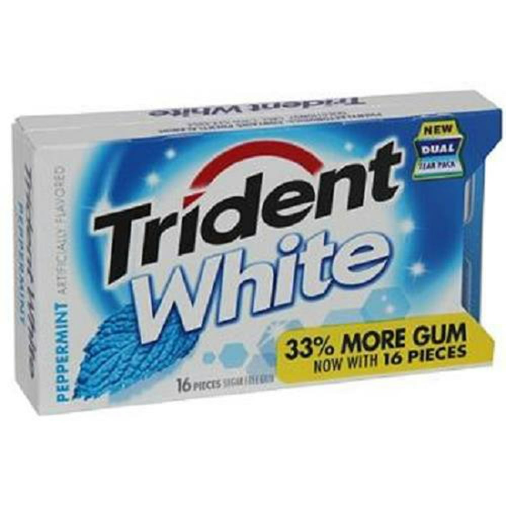 Trident White Peppermint Sugar Free Gum 16 Ct Pack Of 9 Walmart
