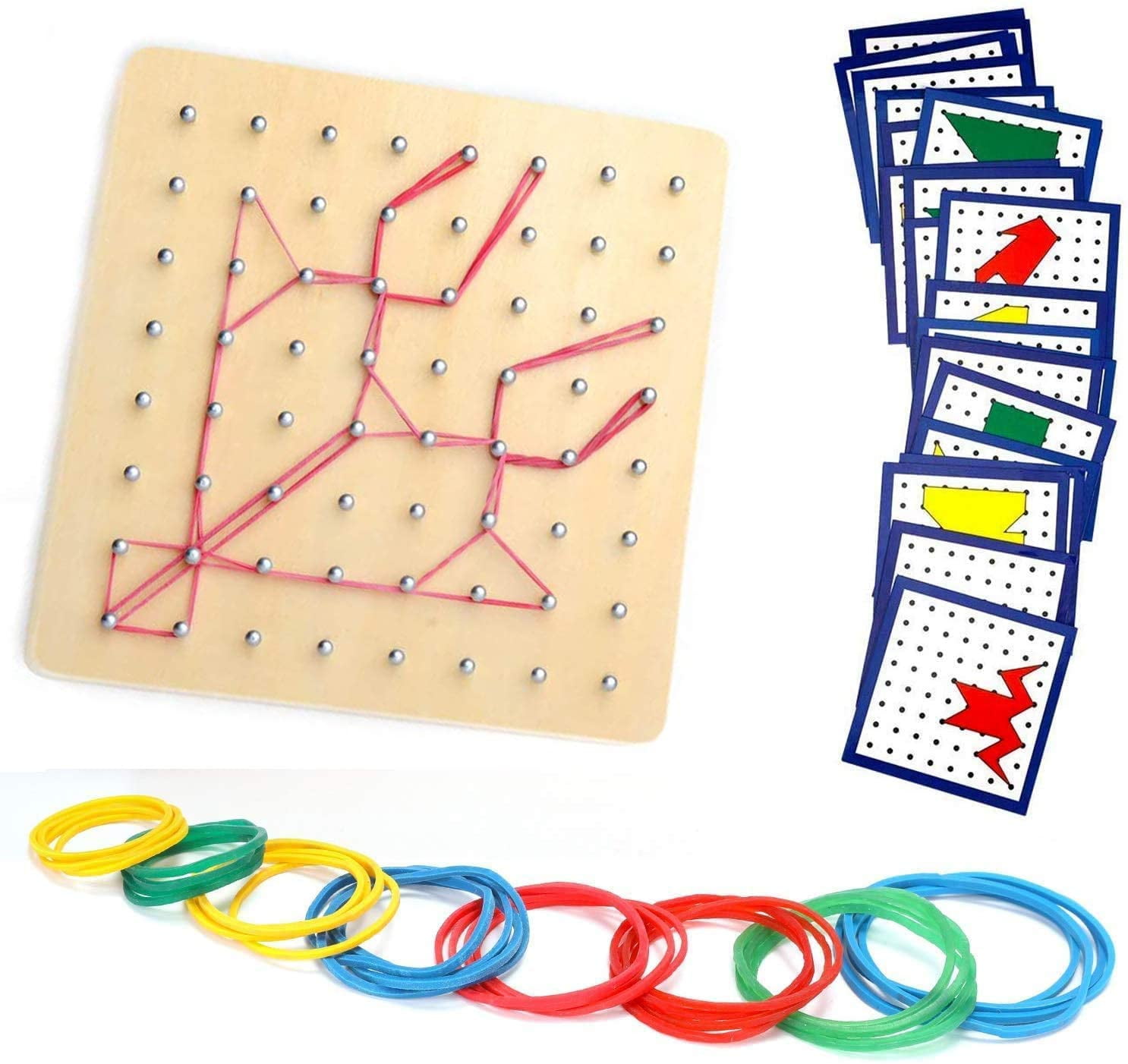Wooden Geoboard Set Geometry Board Montessori Wooden Toys For Children ...