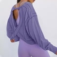 Aellinatey Open Back Workout Tops for Women Long Sleeve Cropped ...