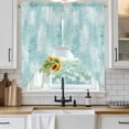 Aqua White Palm Leaves Swag Valances for Windows 2 Pack Botanical ...