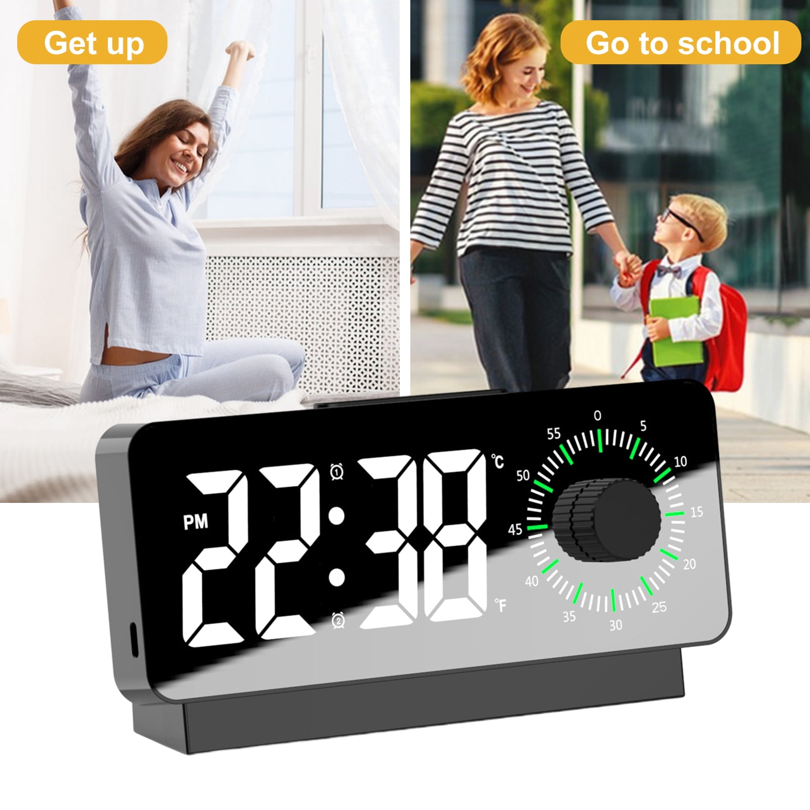 Digital Alarm Clocks for Bedrooms,Calendar Clock with Date,Temperature ...
