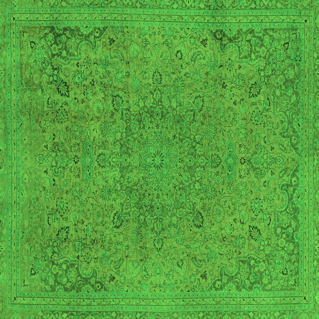 Ahgly Company Indoor Square Abstract Green Modern Area Rugs, 4' Square ...
