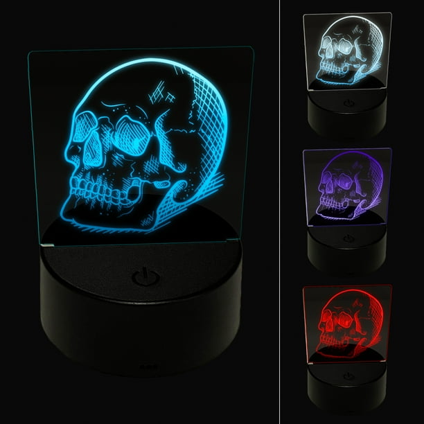 Realistic Human Skull LED Night Light Sign 3D Illusion Desk Nightstand ...