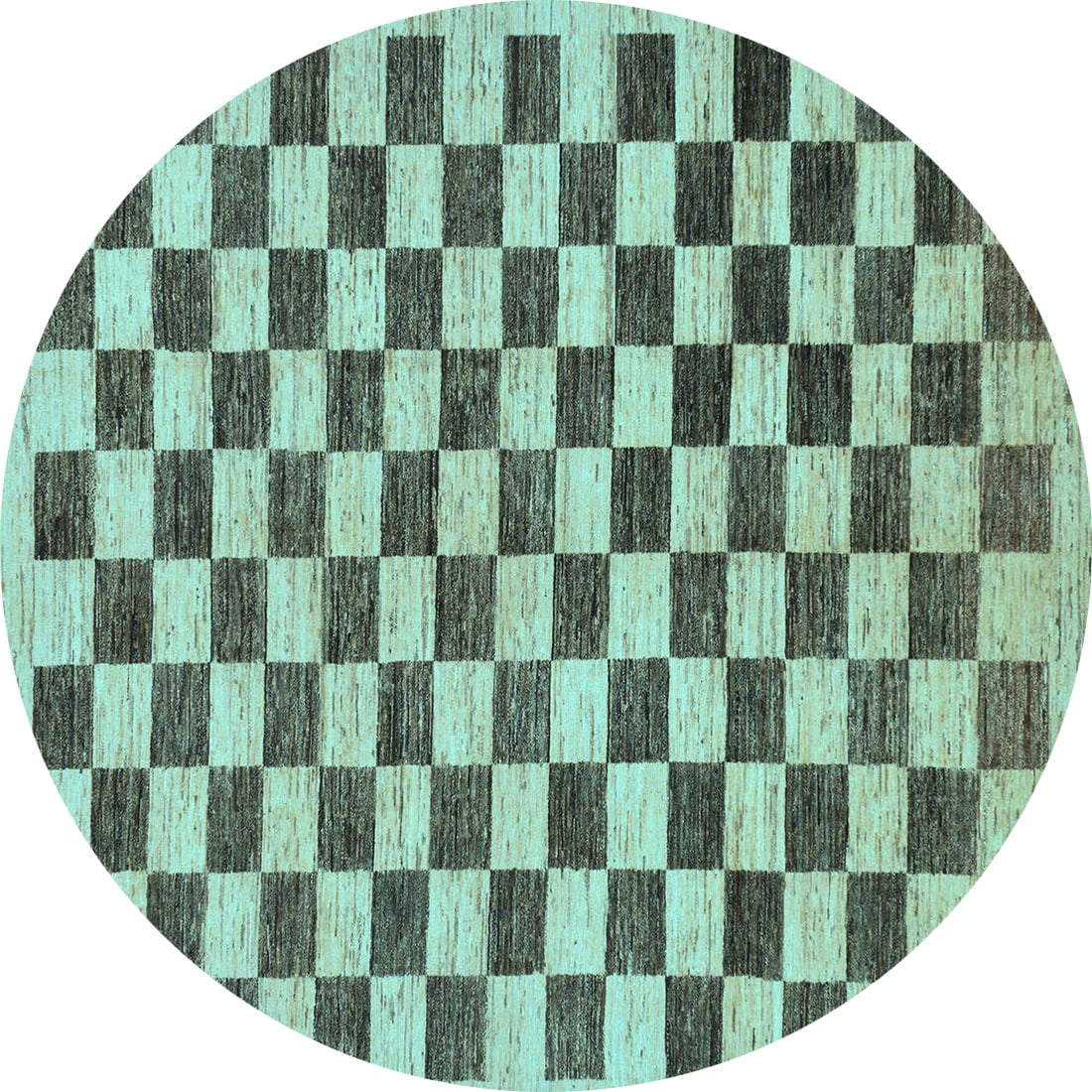 Ahgly Company Indoor Round Checkered Light Blue Modern Area Rugs, 4 ...