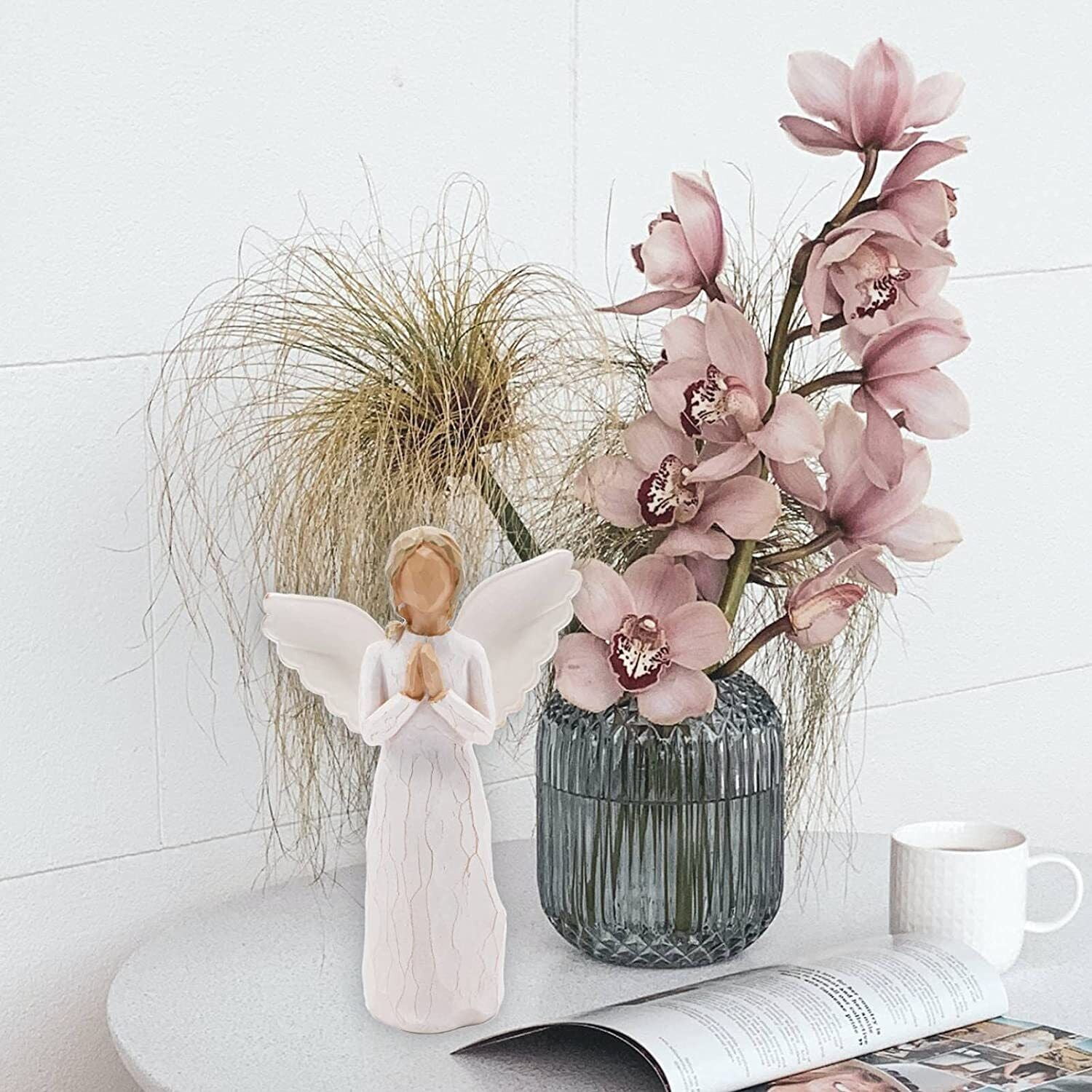 Guardian Angel Figurine Sculpted Hand-Painted 4.9" Angel Figure of ...