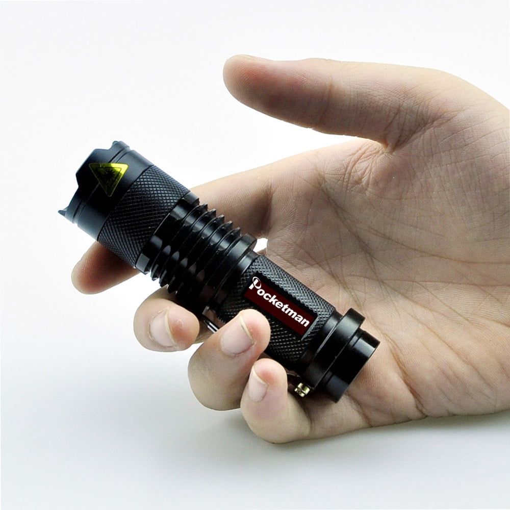 Mini Pocket Led Flashlight 2000LM Q5 LED Torch Belt Clip Zoomable 3 ...