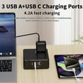 Ultra-Thin 6ft Flat Plug Power Strip, 8 AC Outlets and 4 USB Ports (1 ...