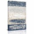 Blue Beige Stripes Canvas Wall Art for Living Room, Vintage Rustic ...