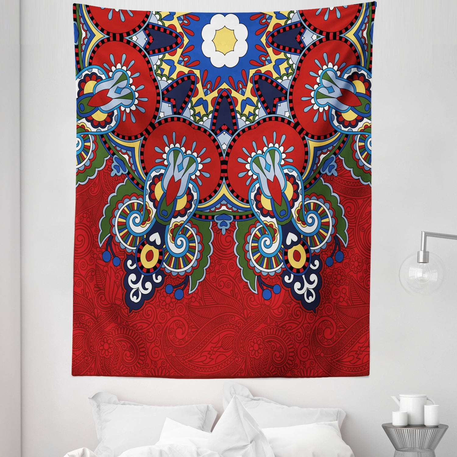 Mandala Tapestry, Russian and Ukranian Lace Like Flowers Leaves Swirls ...