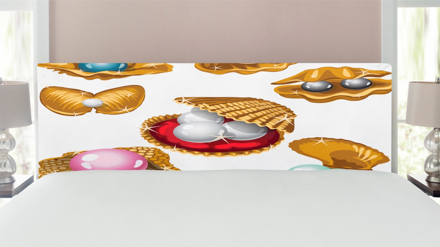 Pearls Headboard, Open Shells Different Type of Shapes Wealth Gemstone ...