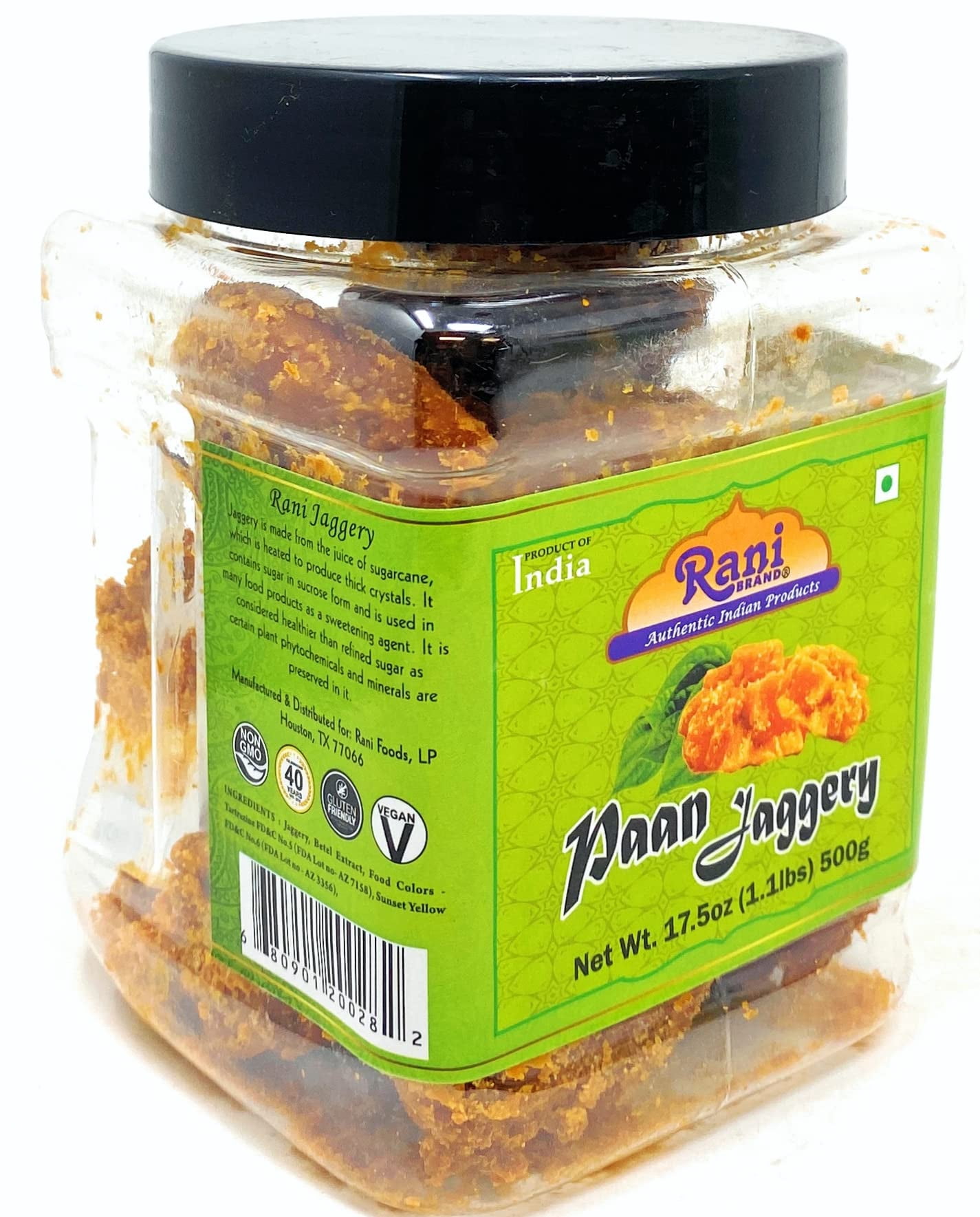 Buy Rani Pan Jaggery (Gur) Indian Unrefined Raw Cane Sugar 17.5oz (1 ...