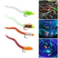 3. Fly Fishing Artificial Baits with Hook - Glowing Silicone Earthworms ...