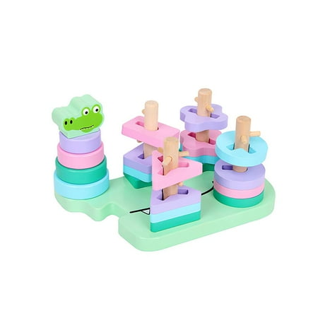 Geometric Wooden Cartoon Animal Shape Set of baby Pillars Children's ...