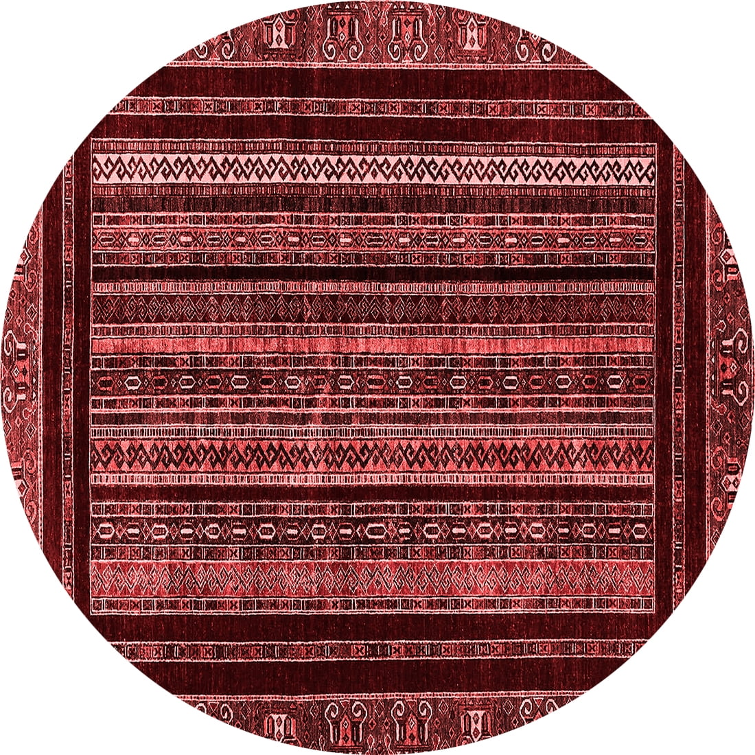 Ahgly Company Indoor Round Abstract Red Modern Area Rugs, 7' Round ...