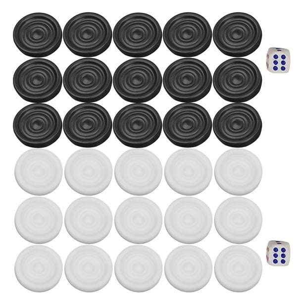 22mm Plastic Black White Backgammon Checkers Chips Pieces Set Kids ...