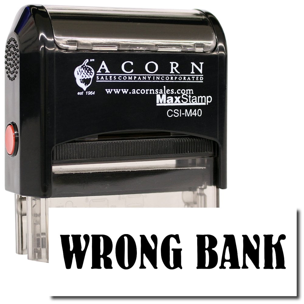 Large Self-Inking Wrong Bank Stamp with Brown Ink - Walmart.com