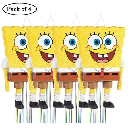 SpongeBob SquarePants 3D Pull Pinataby Unique Industries - Pack of 4 ...