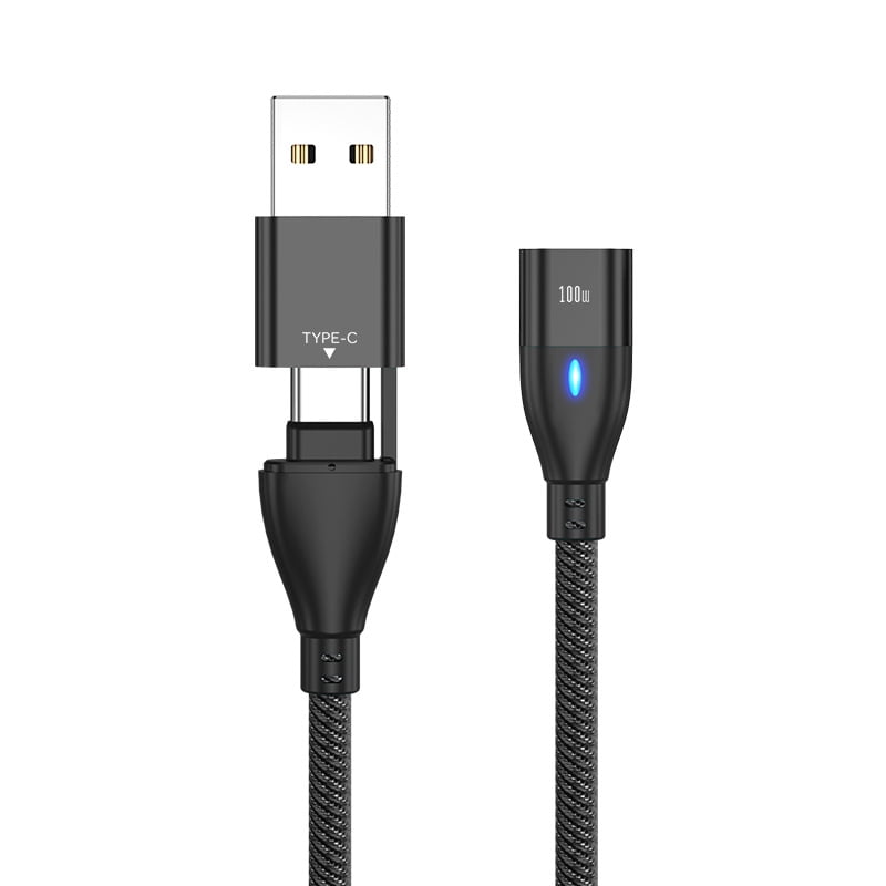 Línea de carga rápida tipo C de dos cabezales PD100W60W, línea de datos ... Línea de carga rápida tipo C de dos cabezales PD100W60W, línea de datos ...