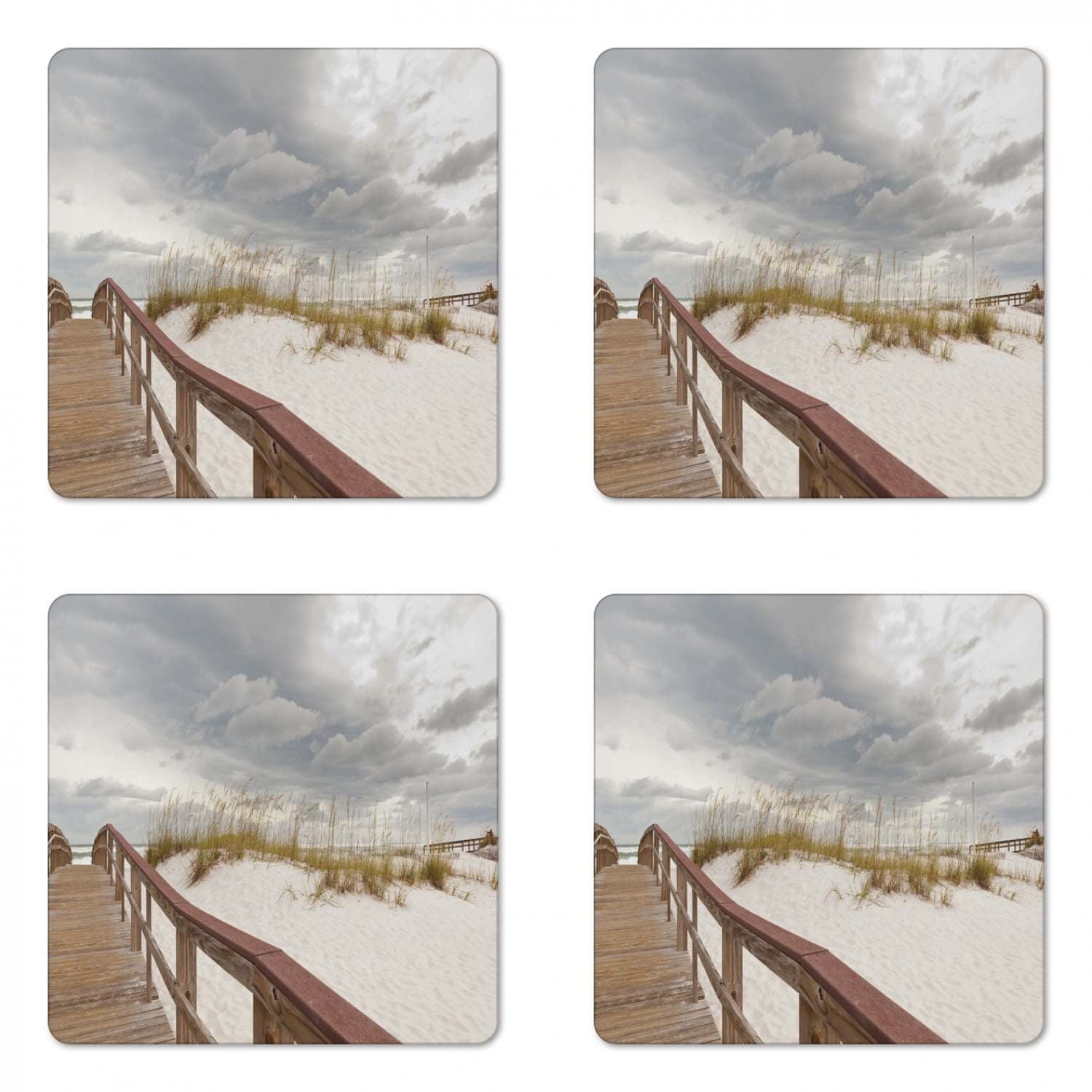 Beach Coaster Set of 4, Footpath Through Sand Tropic Gulf Island ...