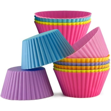 Bakerpan Silicone Baking Cups, Reusable Non-Stick Cupcake Liners, 24 ...
