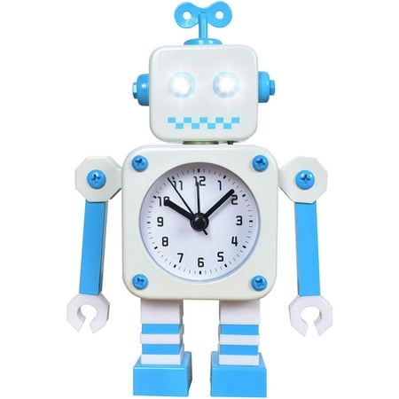 Robot Alarm Clock, Stainless Metal Silent Alarm Clock With Flashing ...
