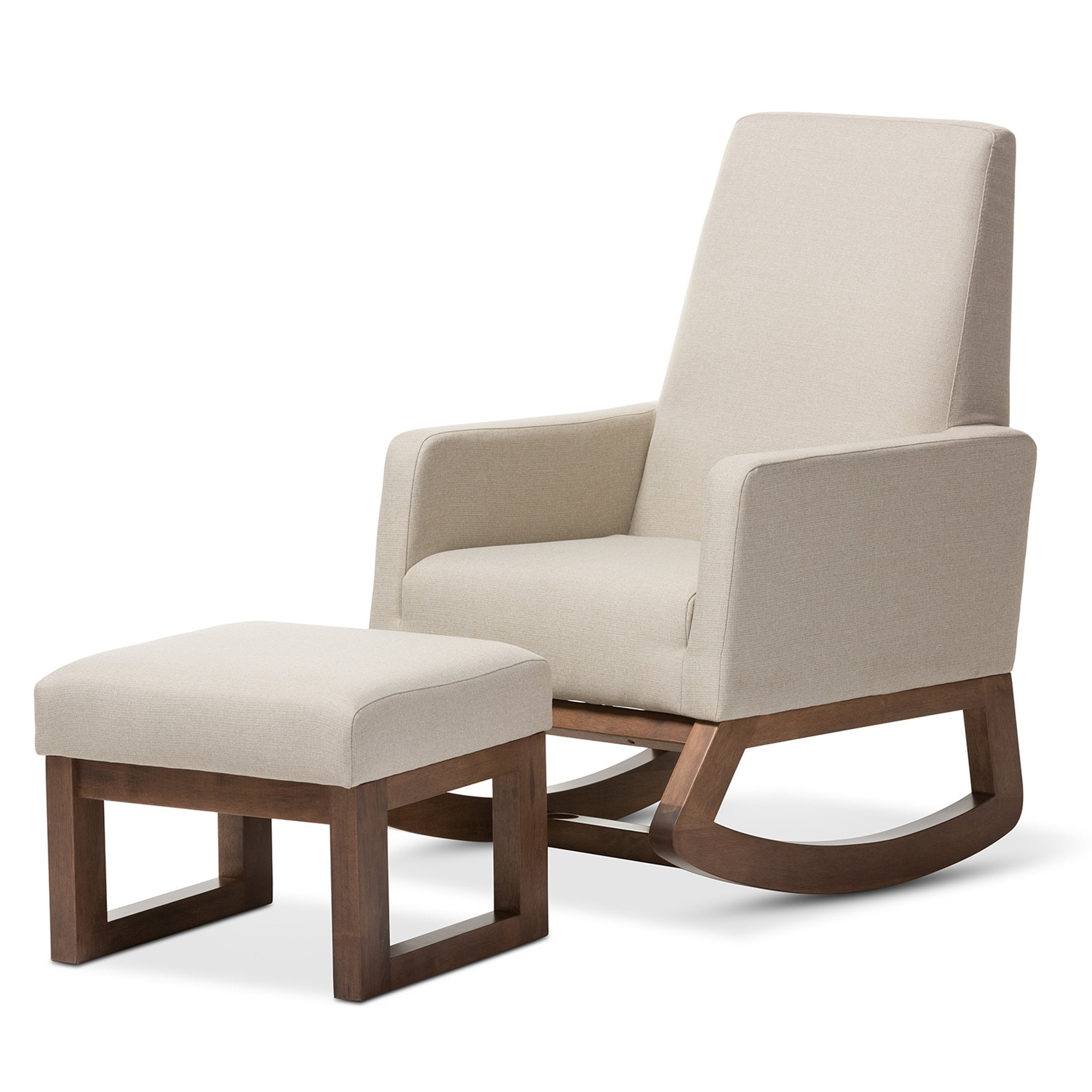 Set de mecedora y otomana Baxton Studio Yashiya, color beige claro ...