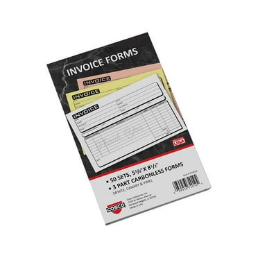 Cosco Artistic 3-Part Carbonless Invoices 5.4" x 8.5" 50 Sets/Book ...