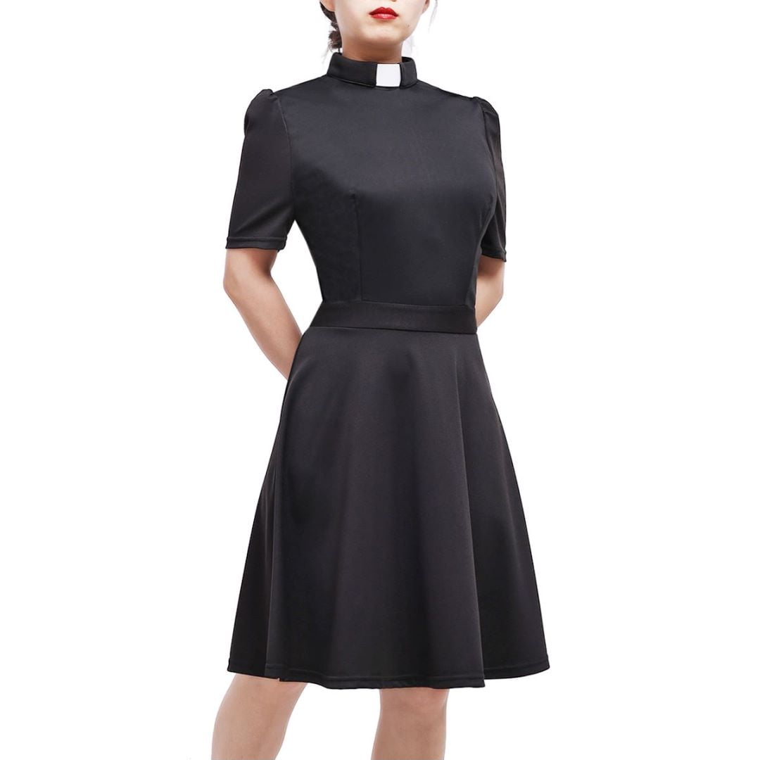 GRACEART Church Women Priest Dress Short Sleeve A Line Dresses with Tab ...