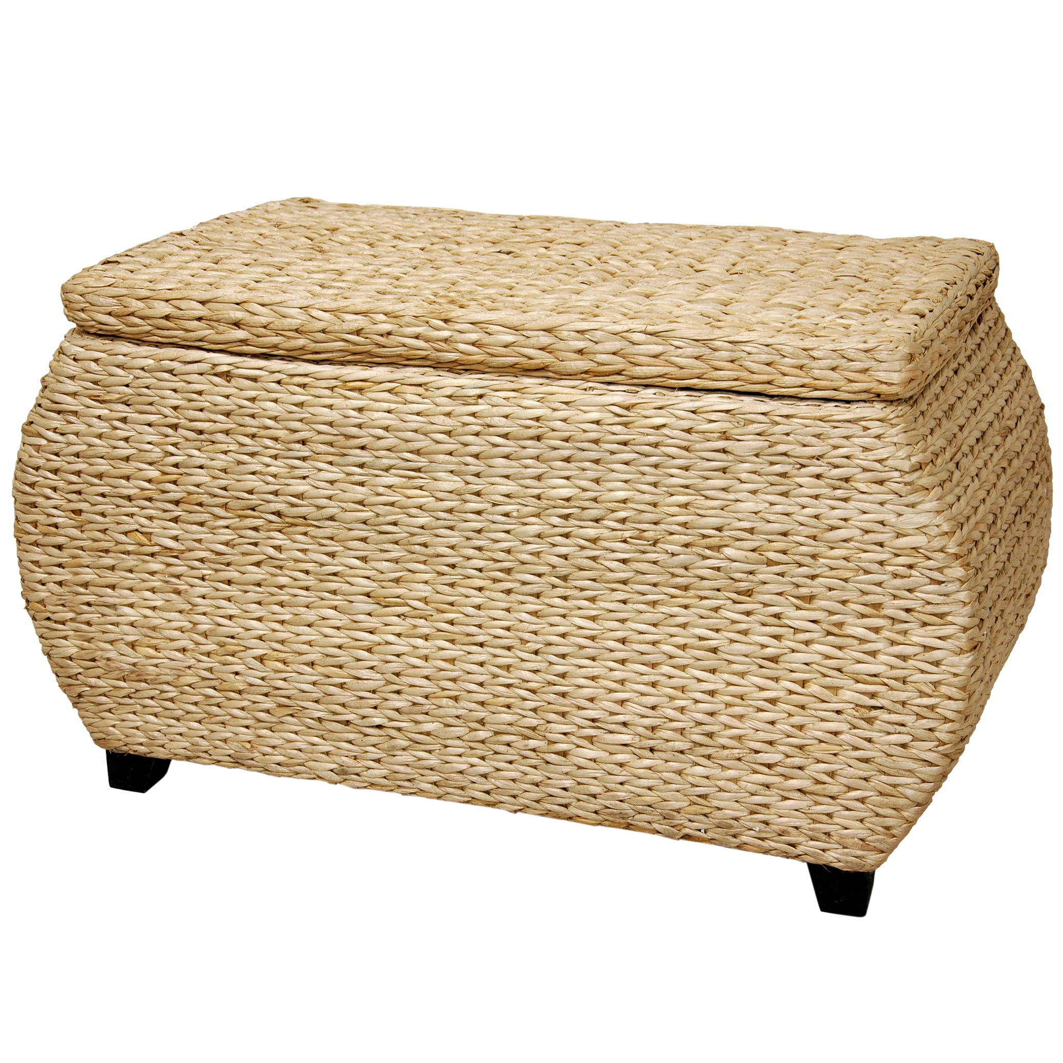 Oriental Furniture Woven Rush Grass Fiber Storage Box - Natural ...