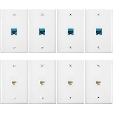 8 Pieces Ethernet Wall Plate, RJ45 Cat6 Female to Female Jack Inline ...