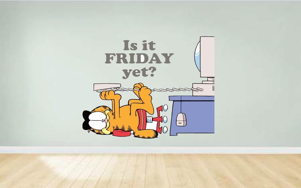 Garfield The Cat and Working Garfield Cartoon Character Wall Art ...