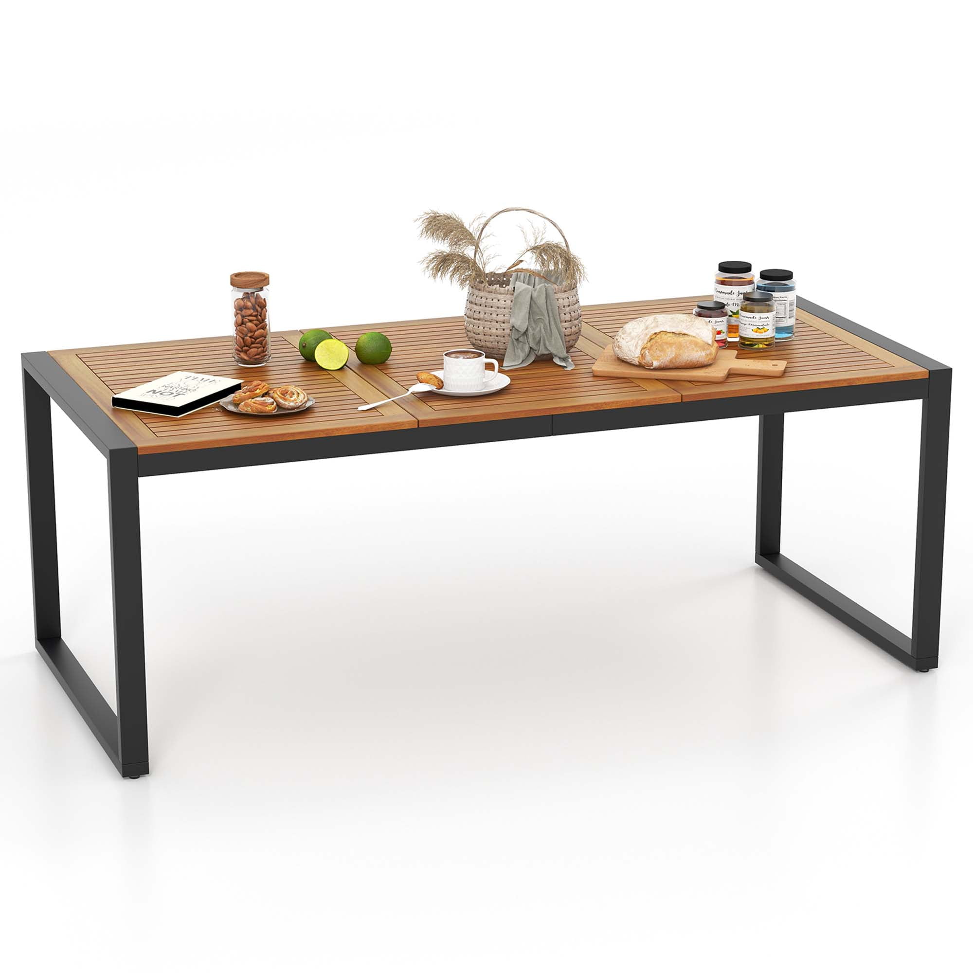 Click here for Costway 79 Acacia Wood 8-Person Patio Table With 1... prices