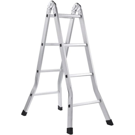 Step ladders Foldable 4 Step Ladder Silver Aluminum Stepladders Double ...