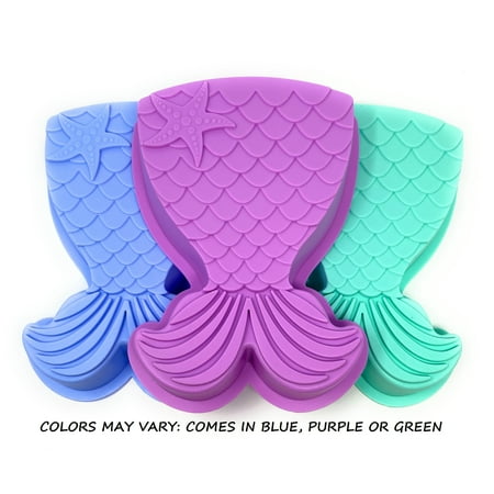Mermaid Cake Pan Features Silicone Mermaid Tail with Seashell: Colors ...