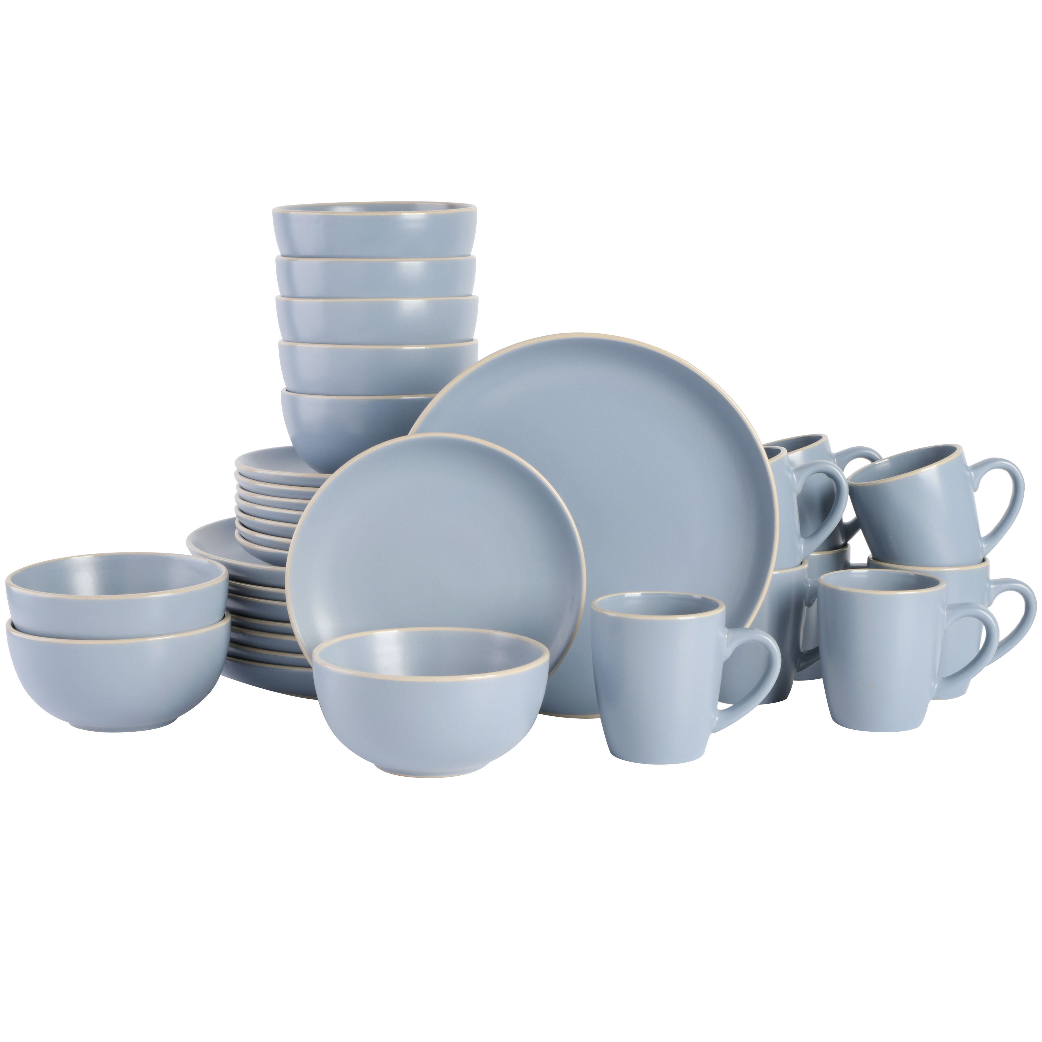 Gibson Home Rockaway 32 Piece Dinnerware Set - Blue - Walmart.com