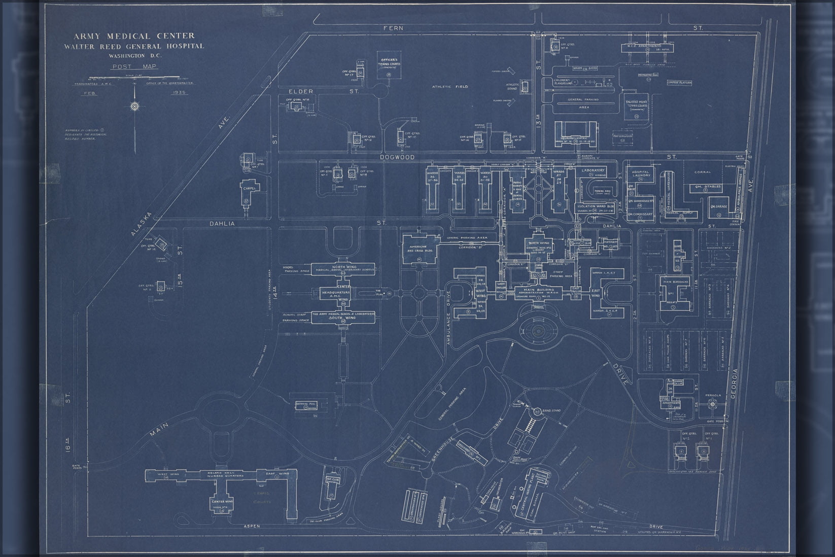 24"x36" Gallery Poster, map of Walter Reed General Hospital, Washington ...